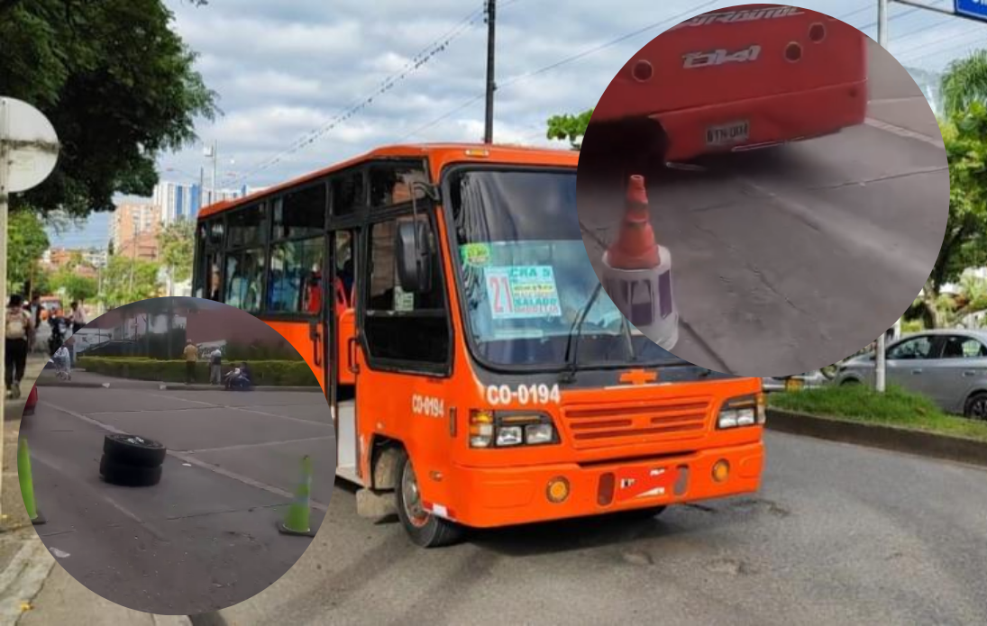 Transporte que da miedo: buseta pierde una llanta en plena vía de Ibagué
